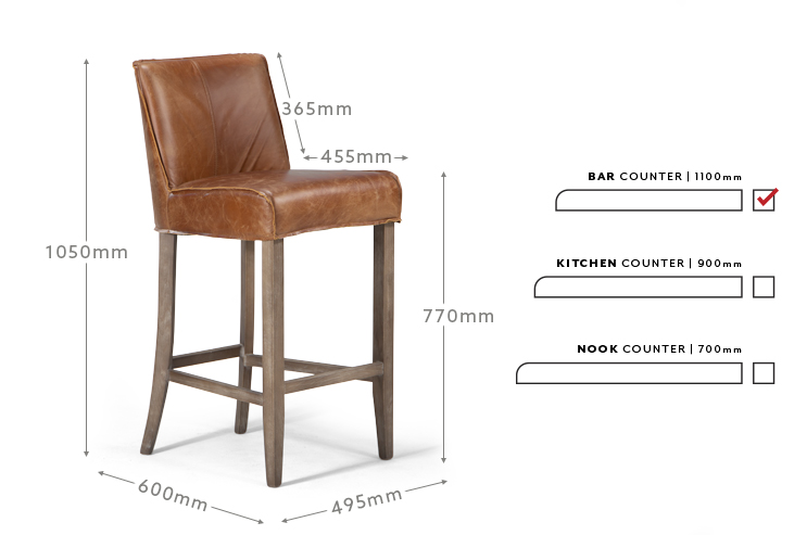 Holden Tall Leather Bar Chair | Cielo